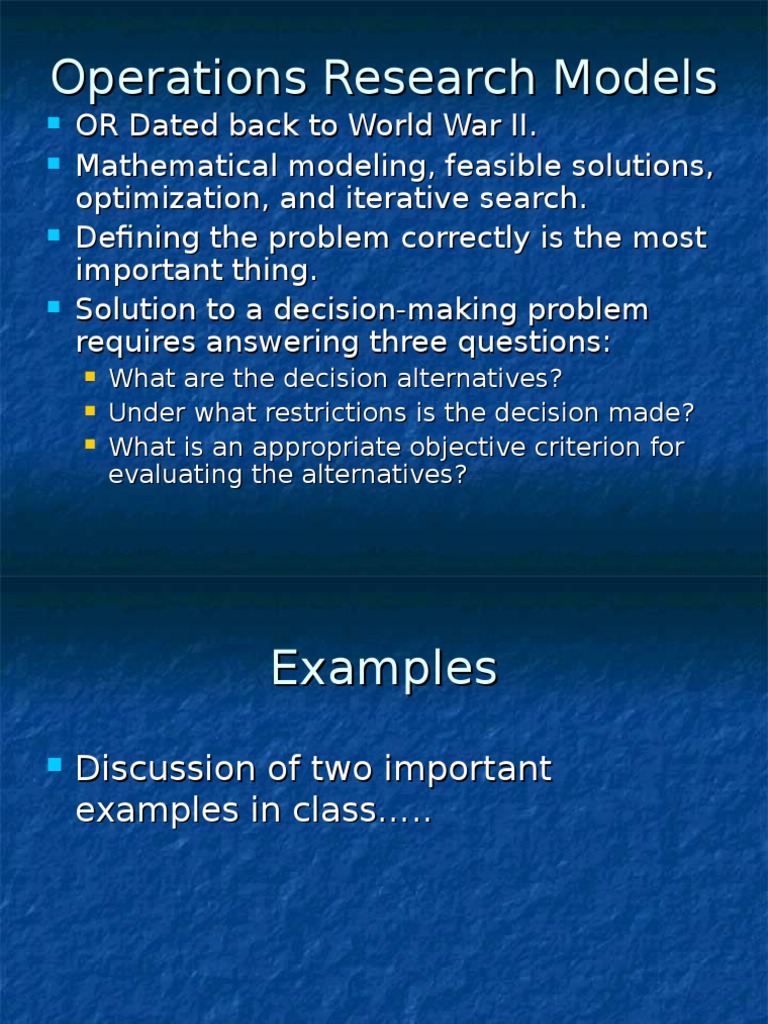 Operations Research Model | PDF