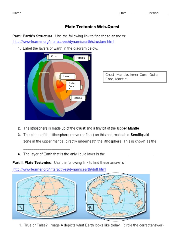 Plate Tectonics Web Quest Student | PDF | Plate Tectonics | Volcano