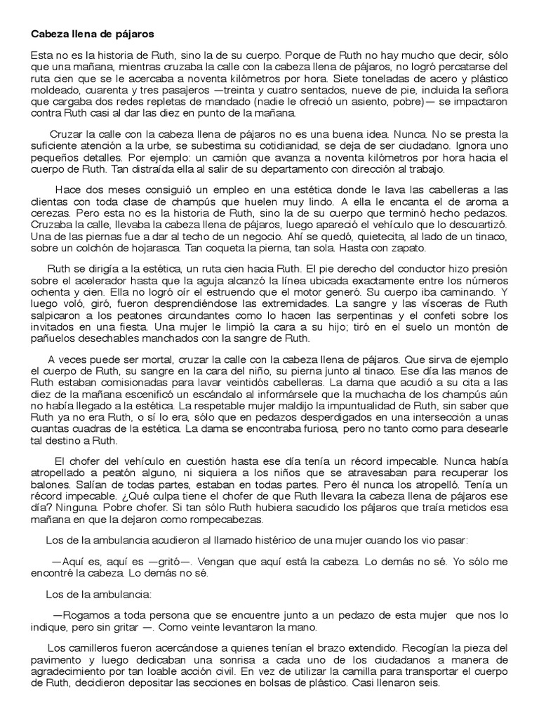 PANINI, Luis - Cabeza llena de pájaros - (cuento mexicano) | PDF | Ocio | Bienestar