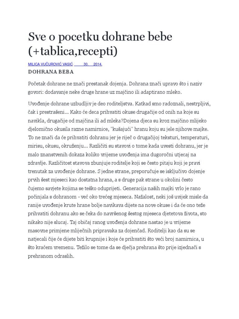 Sve o Pocetku Dohrane Bebe | PDF Sve o Pocetku Dohrane Bebe | PDF