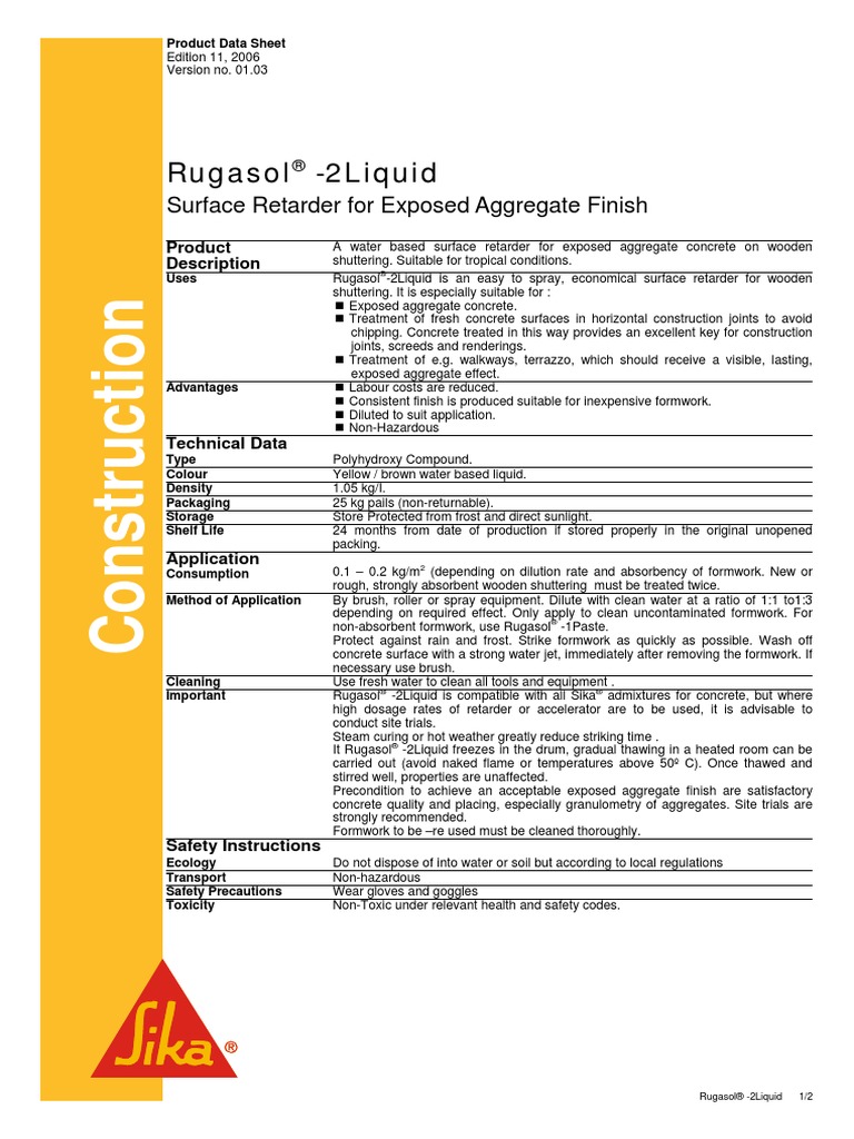Rugasol. 2 Liquid | PDF | Concrete | Safety