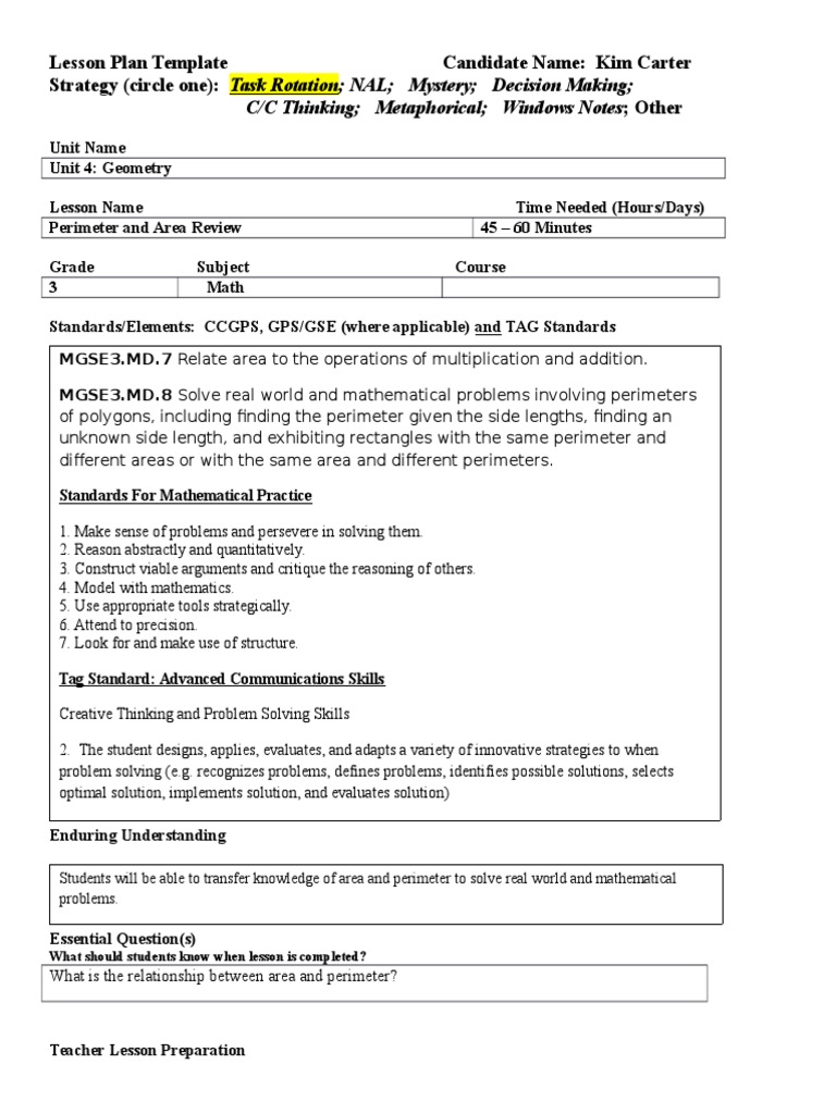 Lesson Plan Task Rotation | PDF | Lesson Plan | Teaching Mathematics