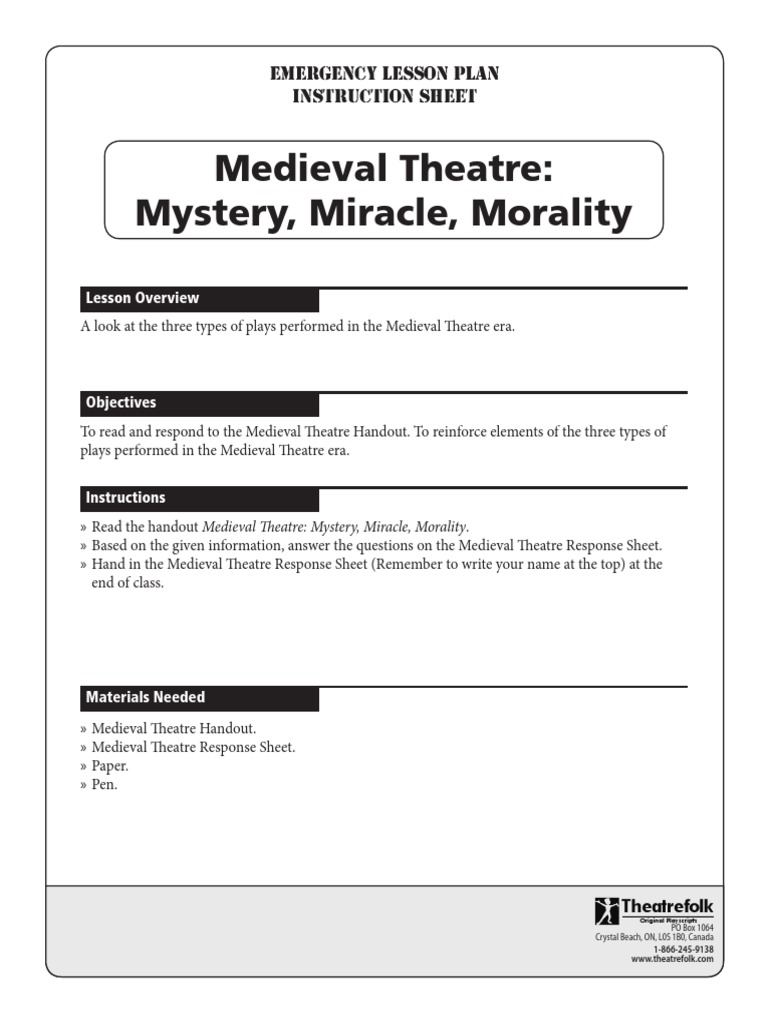 Emergency Lesson Plan Medieval Theatre | PDF | Religious Belief And ...