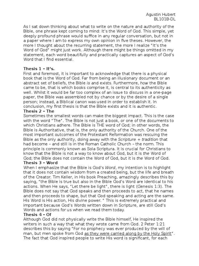 Thesis- Word Of God | Bible | Abrahamic Religions