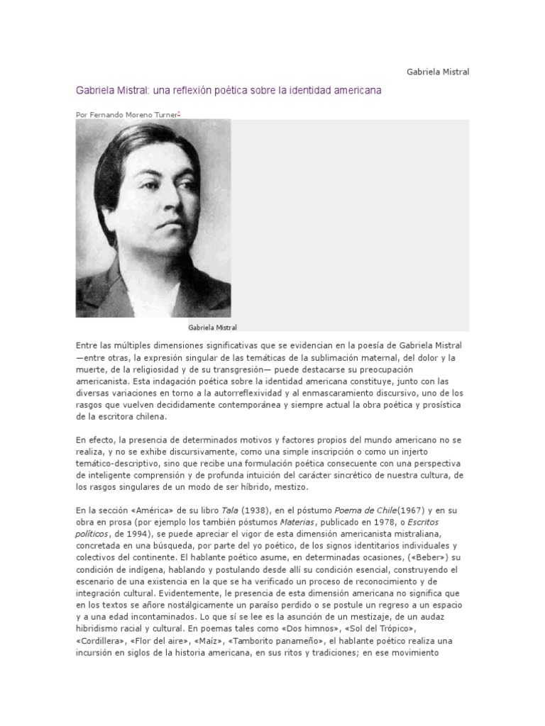 Gabriela Mistral: Poesía y América | PDF | Poesía | Chile