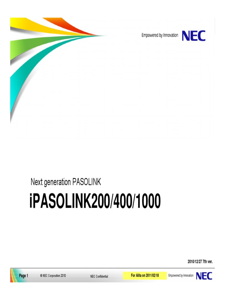 Nec Ipasolink | PDF | Cable Television | Lte (Telecommunication)