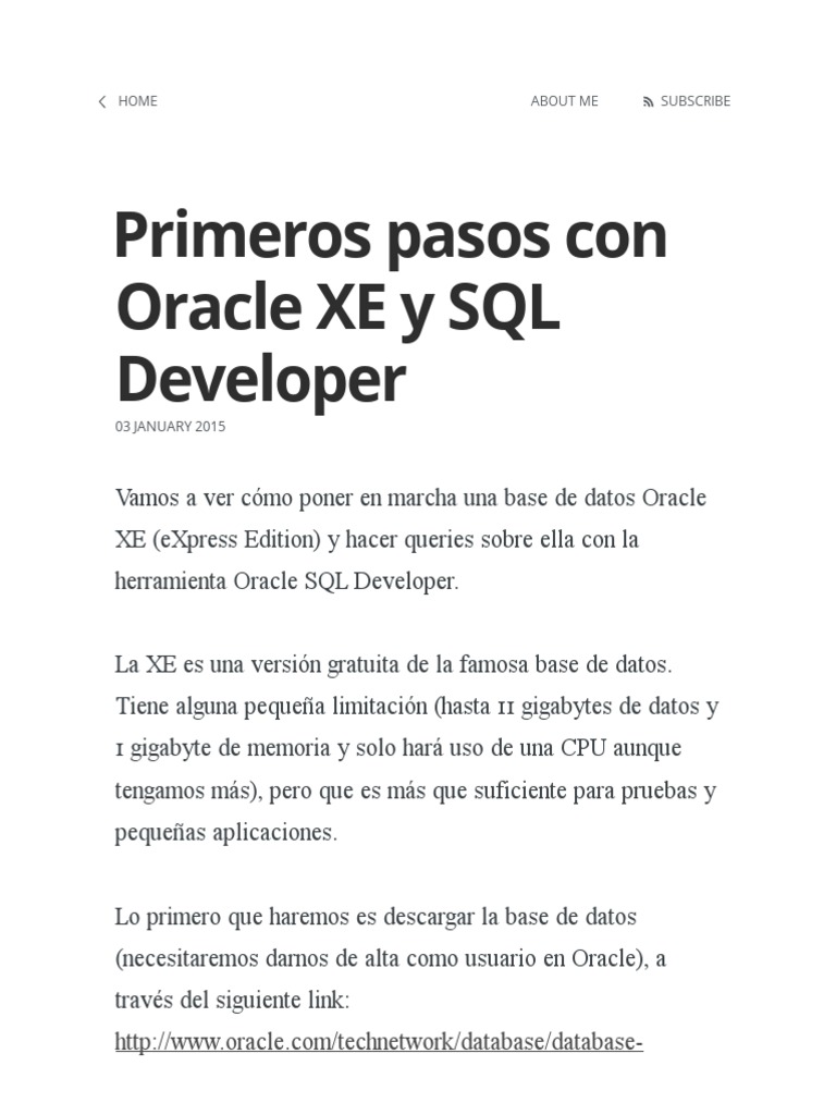Primeros Pasos Con Oracle XE y SQL Developer | PDF