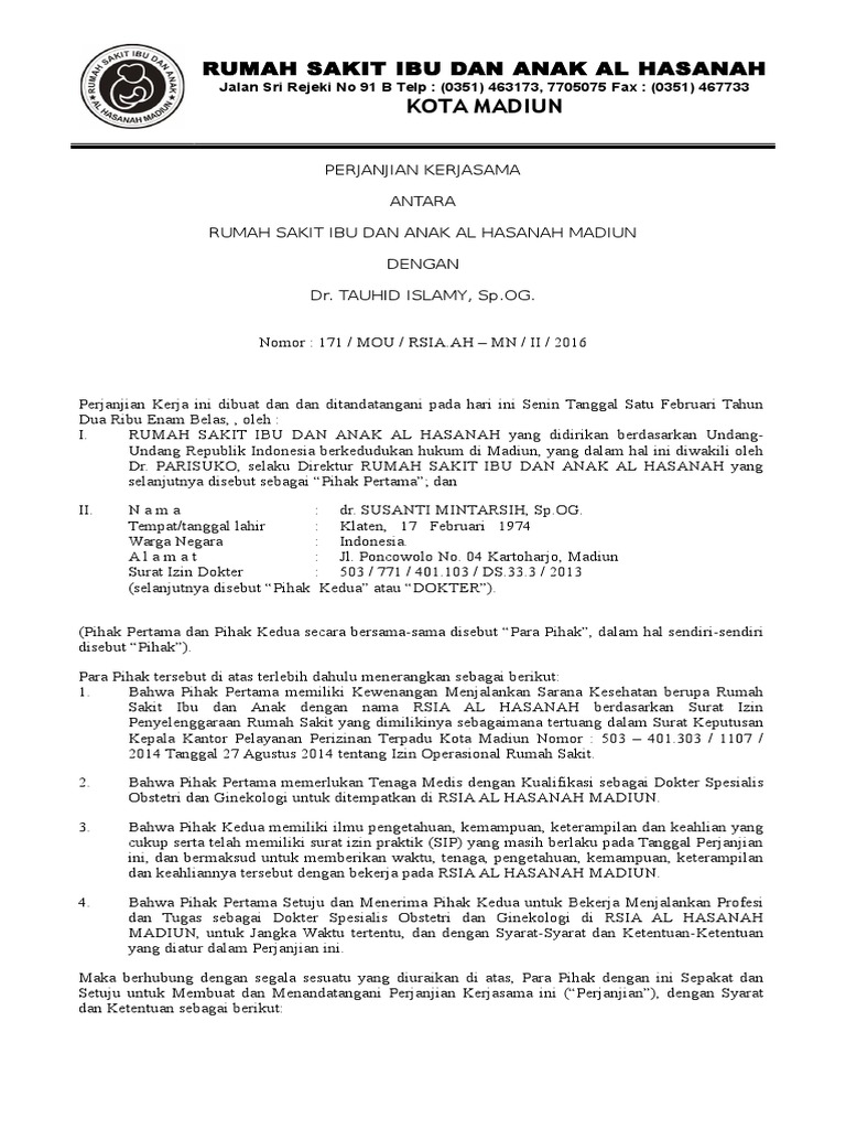 Contoh Draft Mou Dokter | PDF