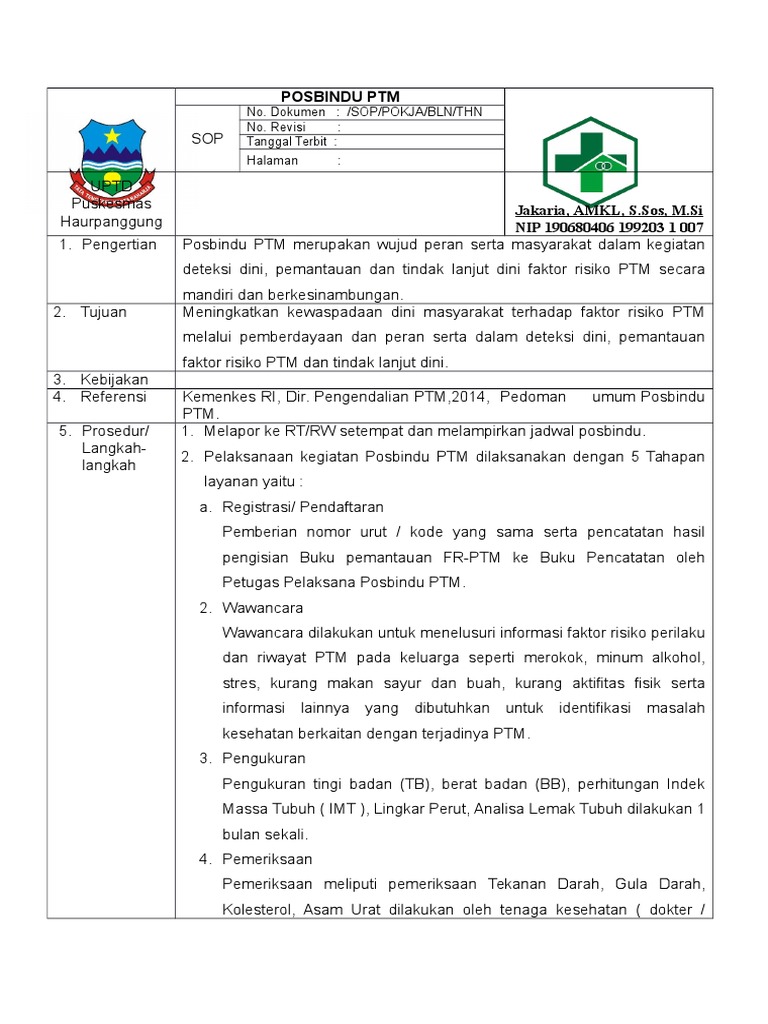 Sop Posbindu PTM | PDF