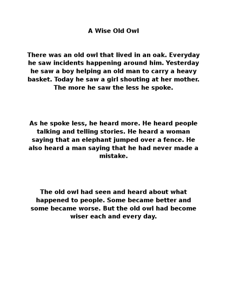 A Wise Old Owl | PDF