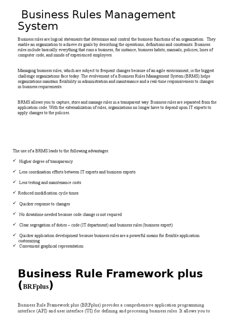 Business Rules Management System | PDF