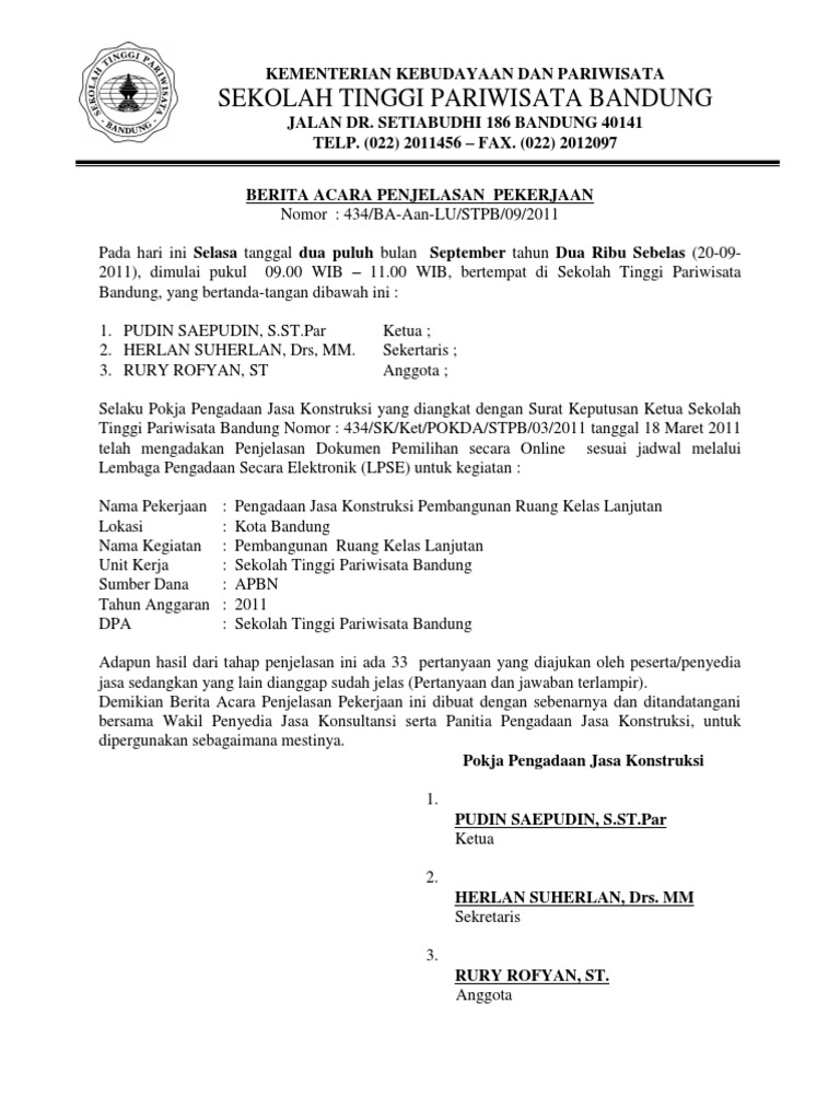 Berita Acara Aanwijzing
