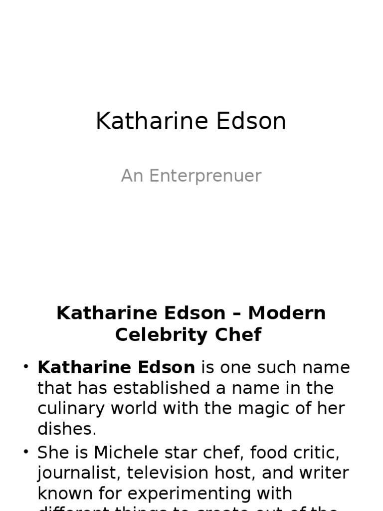 Katharine Edson: Celebrity Chef Profile | PDF | Cooking, Food & Wine ...