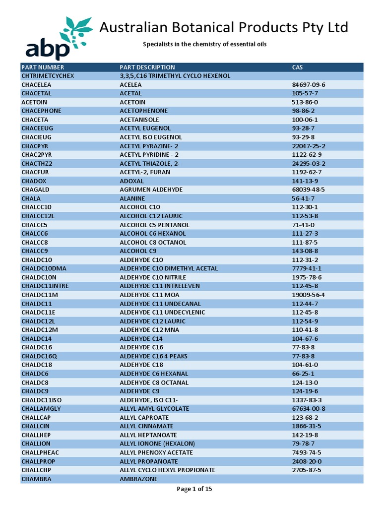 Aroma Chem List Brochure by Part Description | PDF | Acetic Acid ...