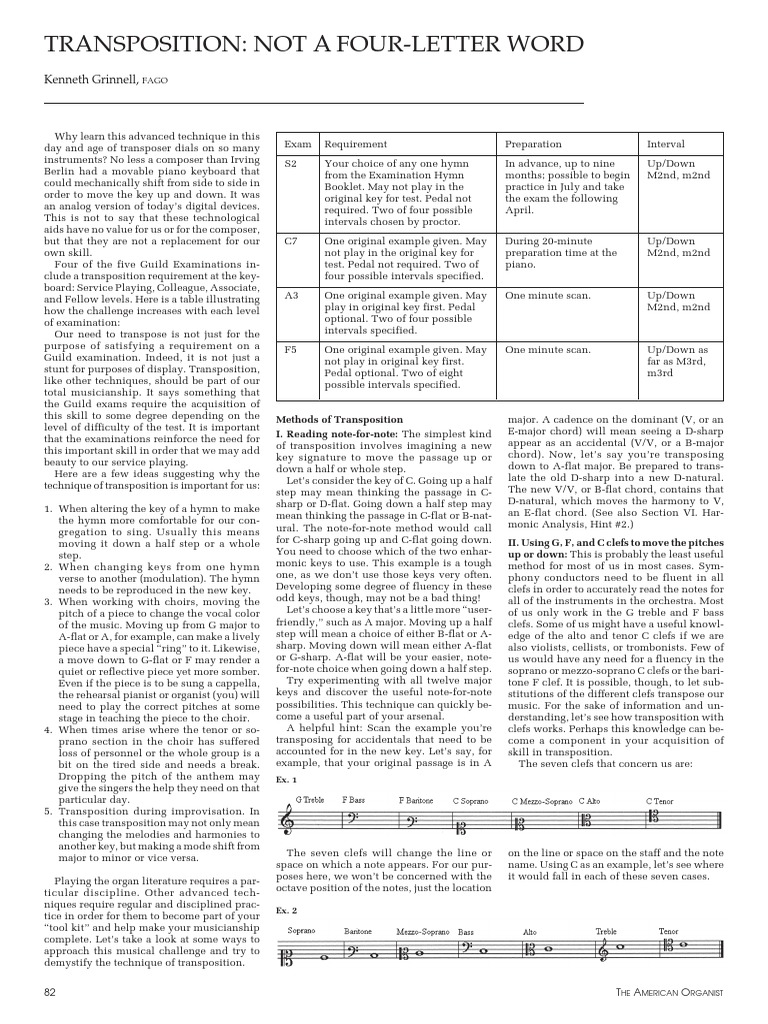 Transposition: Not A Four-Letter Word: Kenneth Grinnell | PDF | Clef ...