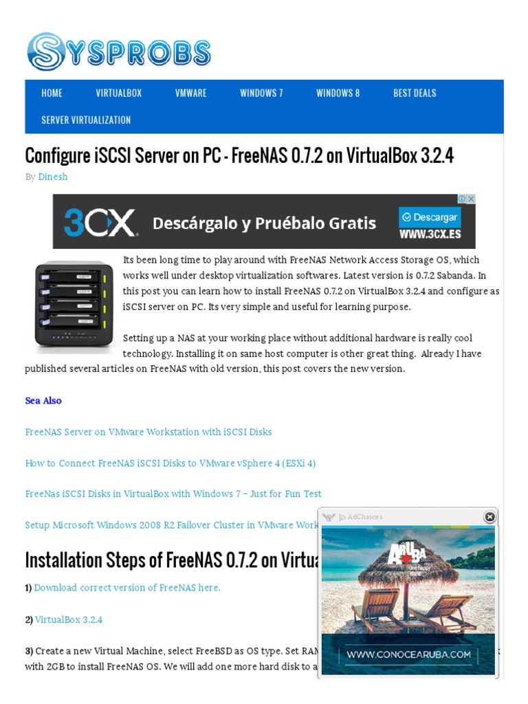 FreeNAS 0.7.2 On VirtualBox 3.2 | PDF | V Mware | Virtual Machine