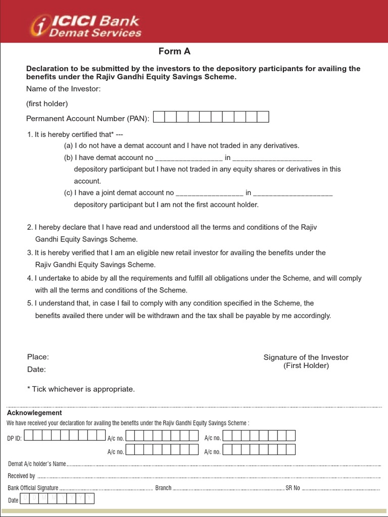Form A: Name of The Investor: (First Holder) Permanent Account Number ...