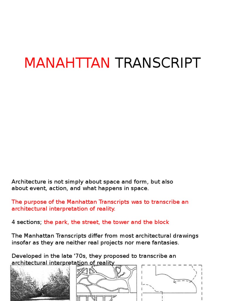 Manhattan Transcripts | PDF | Reality | Deconstruction