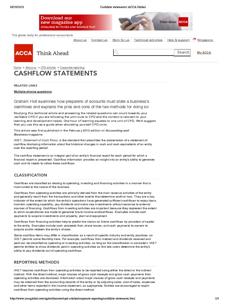Cashflow Statements - ACCA Global | PDF | Cash Flow Statement ...