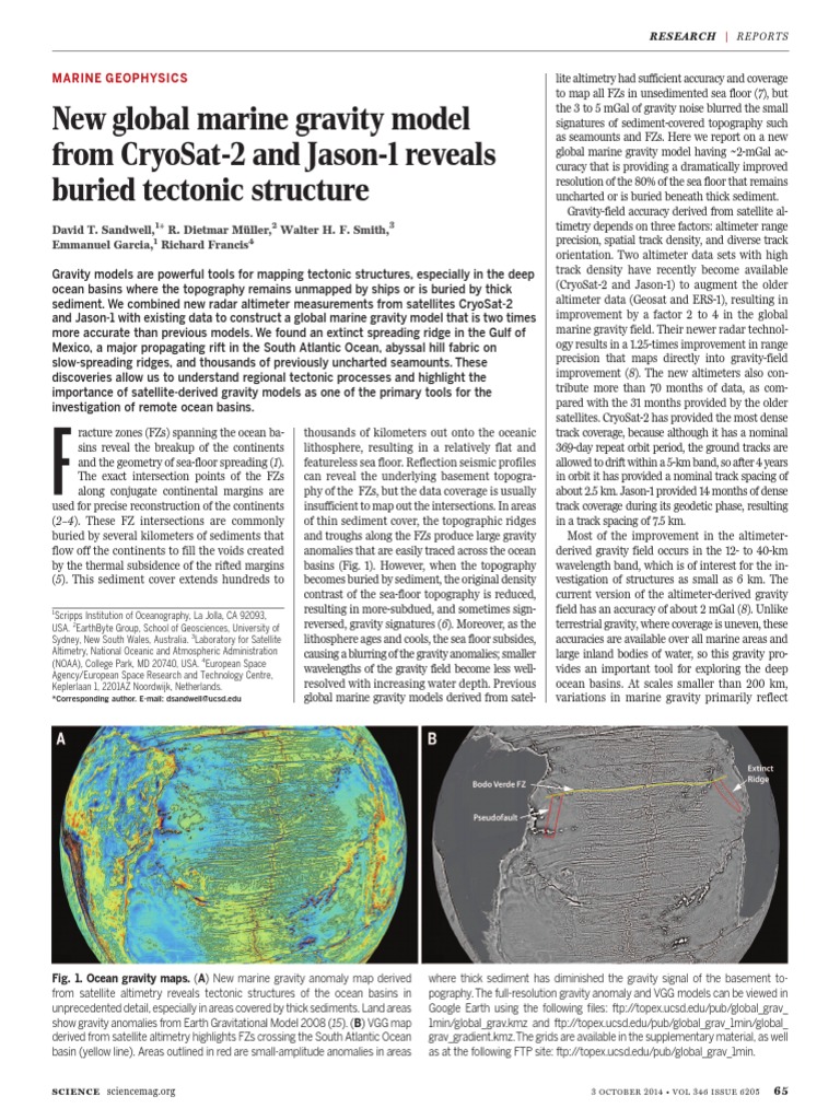 New Global Marine Gravity Model From Cryosat-2 and Jason-1 Reveals ...