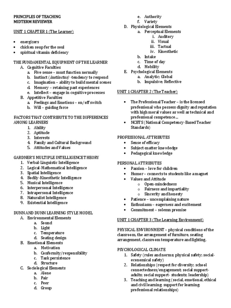 Principles of Teaching | PDF | Thought | Learning