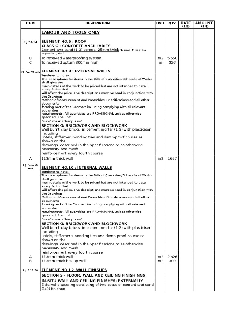 contoh bq | Brick | Wall