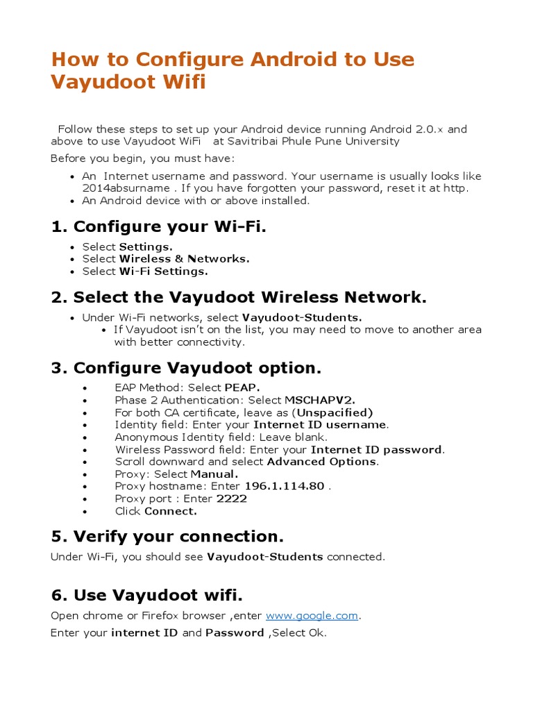 Android Wifi Setup | PDF