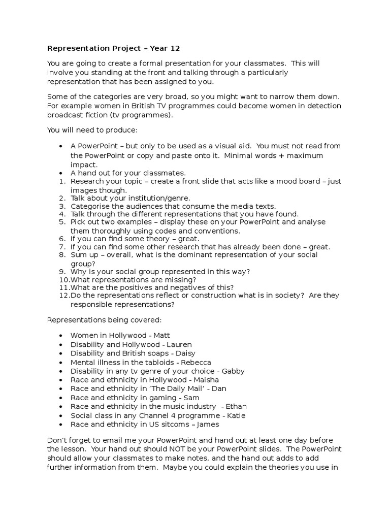 Representation Project | PDF