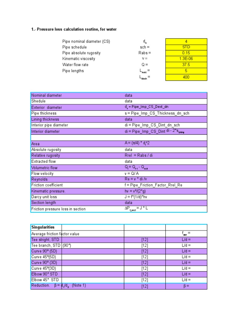 Pipe Pressure Loss Calculation Guide | PDF | Liquids | Soft Matter