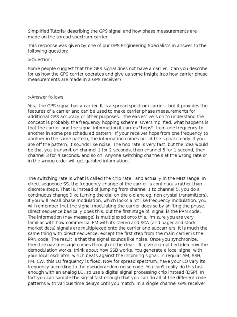 Gps Spread Spectrum | Download Free PDF | Modulation | Global ...