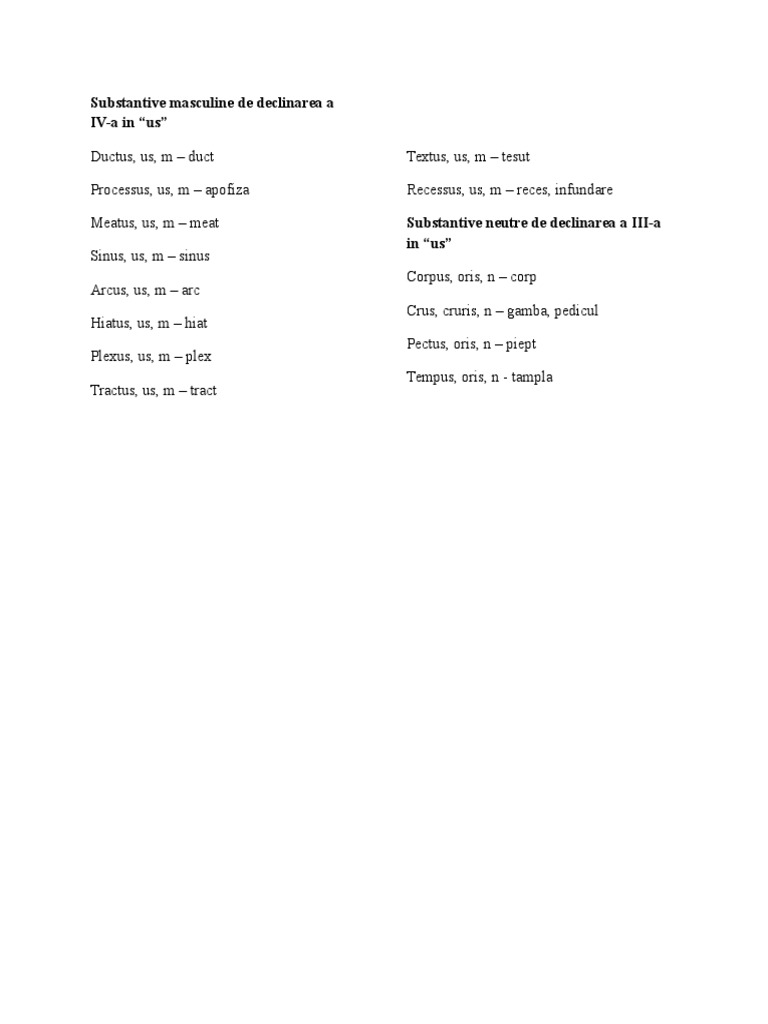 Substantive Masculine de Declinarea A IV-a in "Us" | PDF