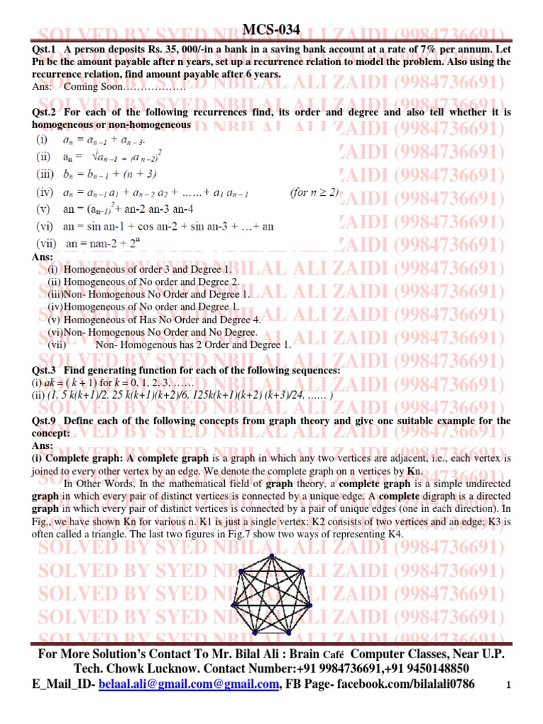 MCS-033 Solved Assignment 2015-16 | PDF | Graph Theory | Vertex (Graph ...
