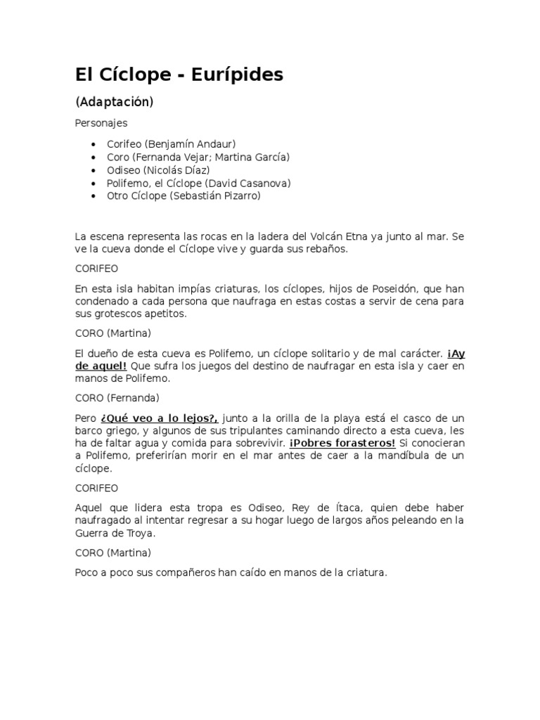 El Cíclope | PDF | Odiseo | Mitología griega