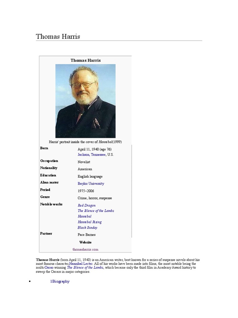 Thomas Harris - Bibliography | PDF