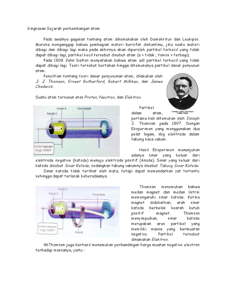 Ringkasan Sejarah Perkembangan Atom | PDF
