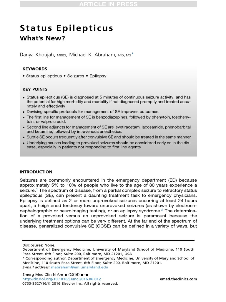 Understanding Status Epilepticus Management | PDF | Midazolam ...