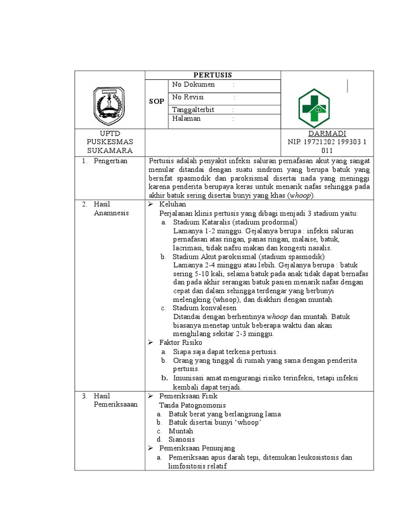 Sop Pertusis | PDF