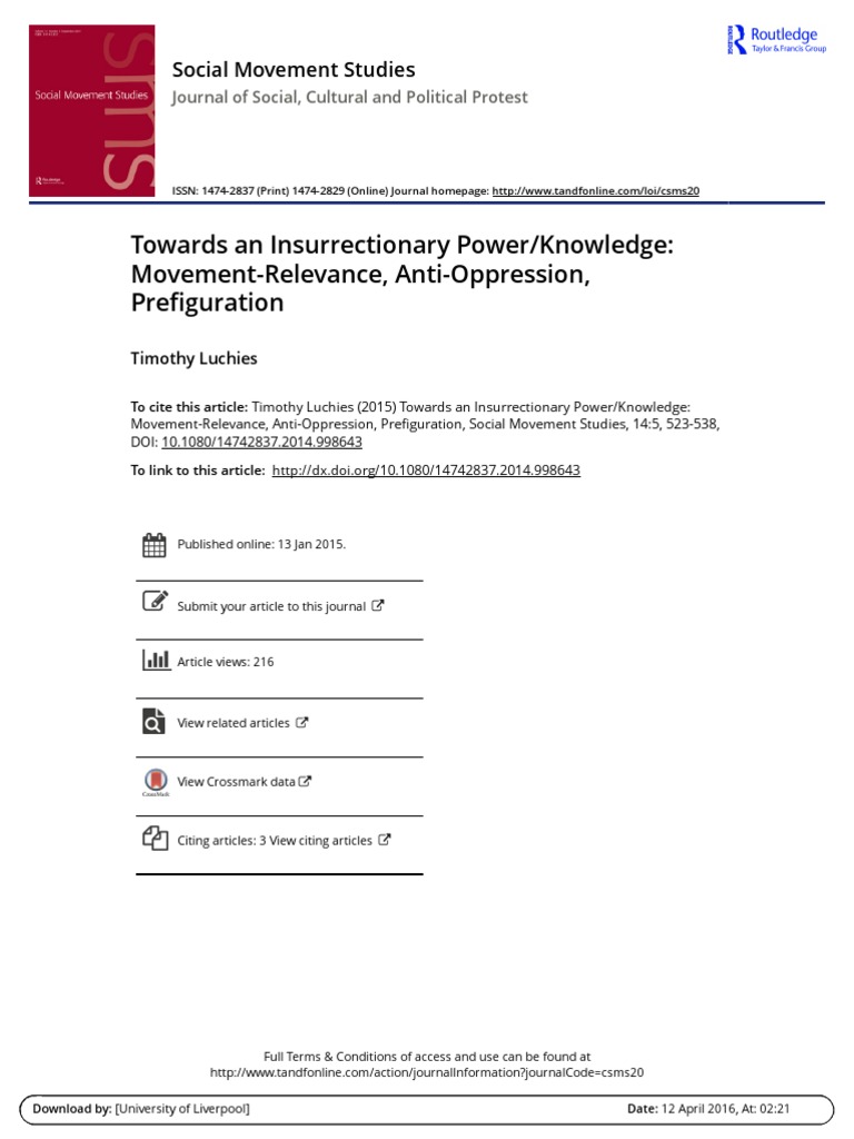 Towards An Insurrectionary PowerKnowledge-Movement-Relevance ...