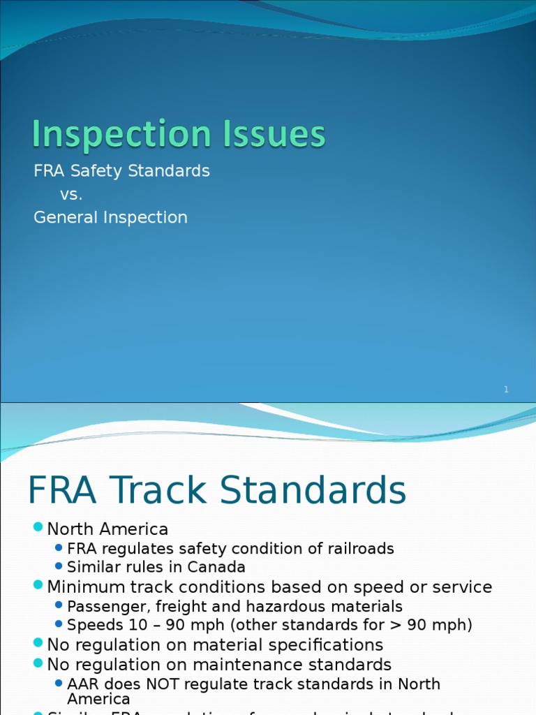 FRA Safety Standards vs. General Inspection | Download Free PDF | Track ...