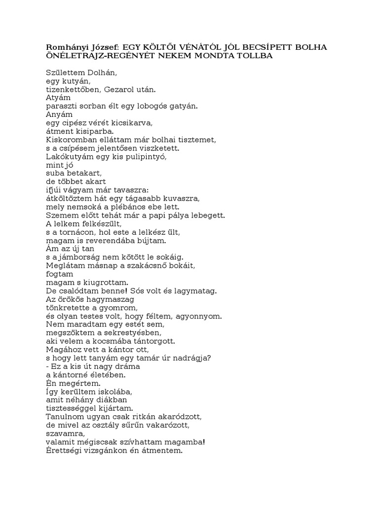 Romhányi József: Egy Költői Vénátol Jól Becsípett Bolha | PDF