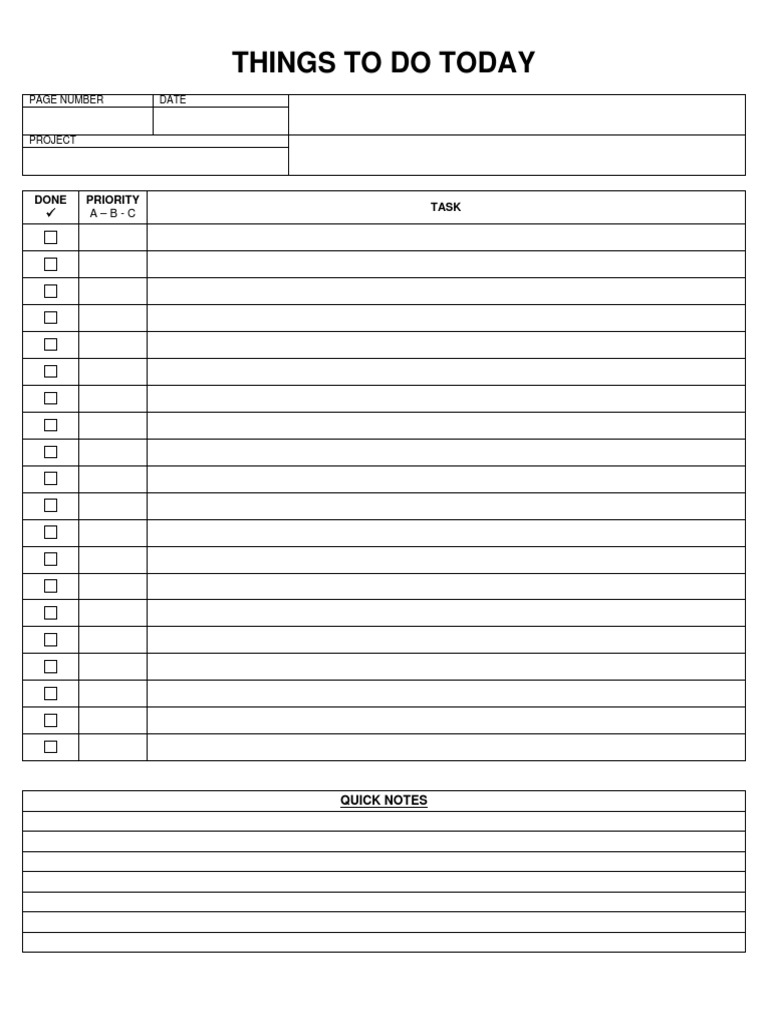 Things To Do Today: Done Priority Task | PDF