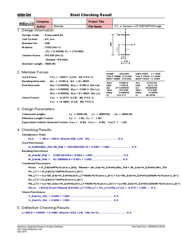 Midas Gen Steel Checking Result Report | PDF