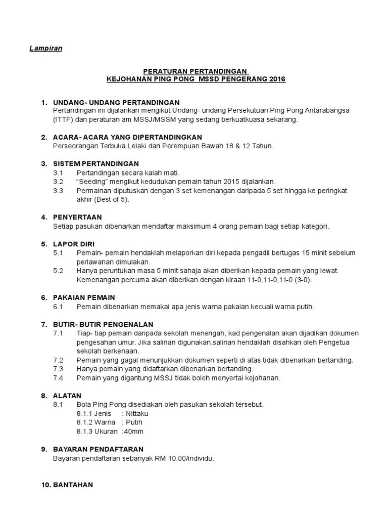 Peraturan Pertandingan | PDF