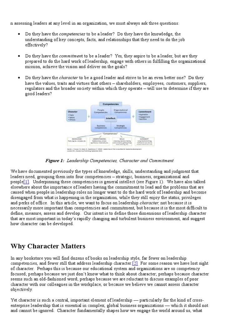 Why Character Matters: Figure 1: Leadership Competencies, Character and ...