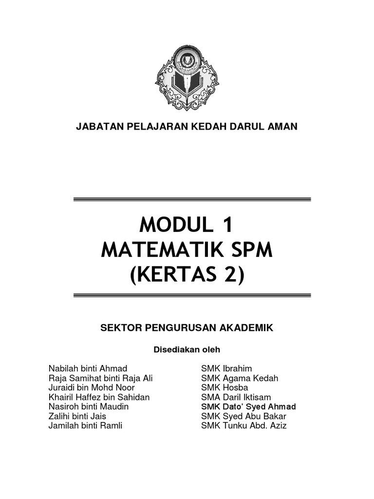 Modul 1 Matematik SPM | PDF | Matrix (Mathematics) | Algebra
