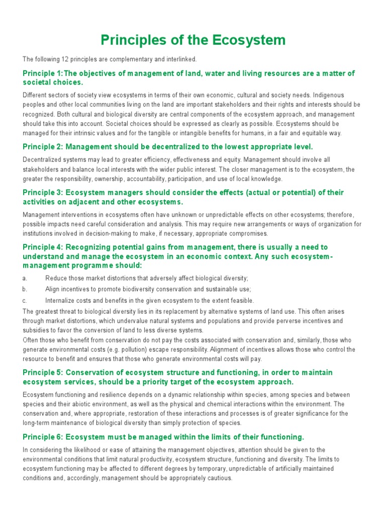 Principles of The Ecosystem | PDF | Ecosystem | Conservation Biology
