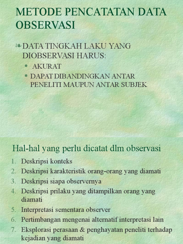 10 Metode Pencatatan Data | PDF