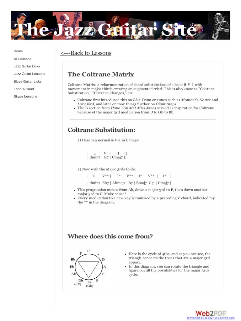 Coltrane Changes Explained | PDF | Jazz | Popular Music