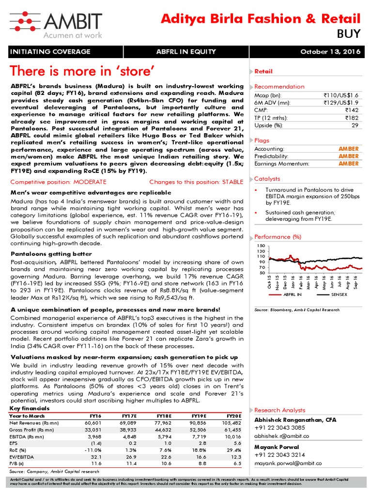ABFRL Ambit Oct16 PDF | PDF | Brand | Retail