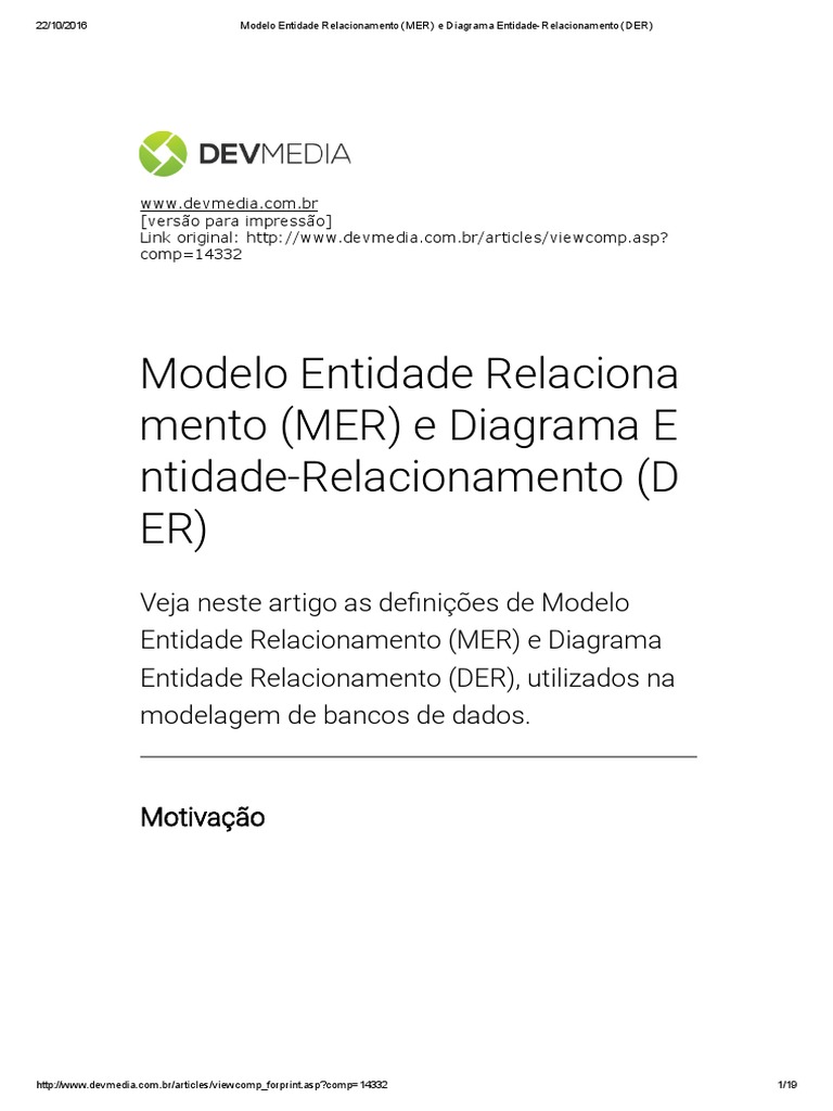 Modelo Entidade Relacionamento (MER) e Diagrama Entidade-Relacionamento ...